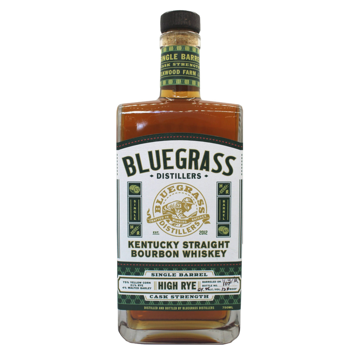 Bluegrass Distillers High Rye Cask Strength Single Barrel Kentucky Str ...