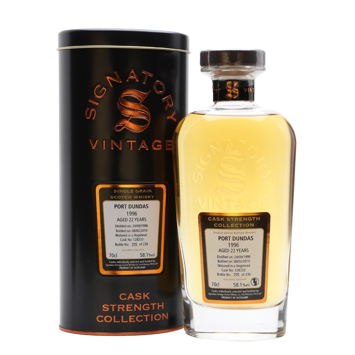 Port Dundas 22 yrs Cask Strength Signatory Single Malt Scotch Whisky ...
